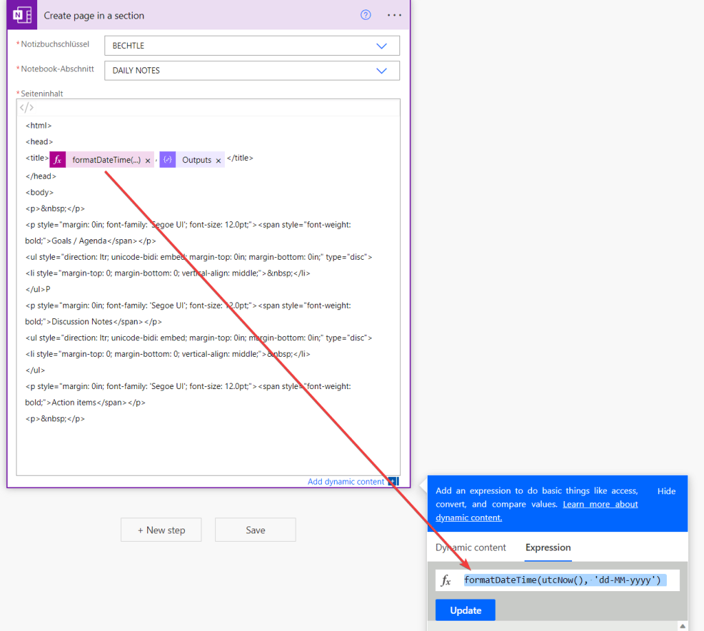 HowTo create a daily onenote page with content using power automate – Rays Cloud Blog