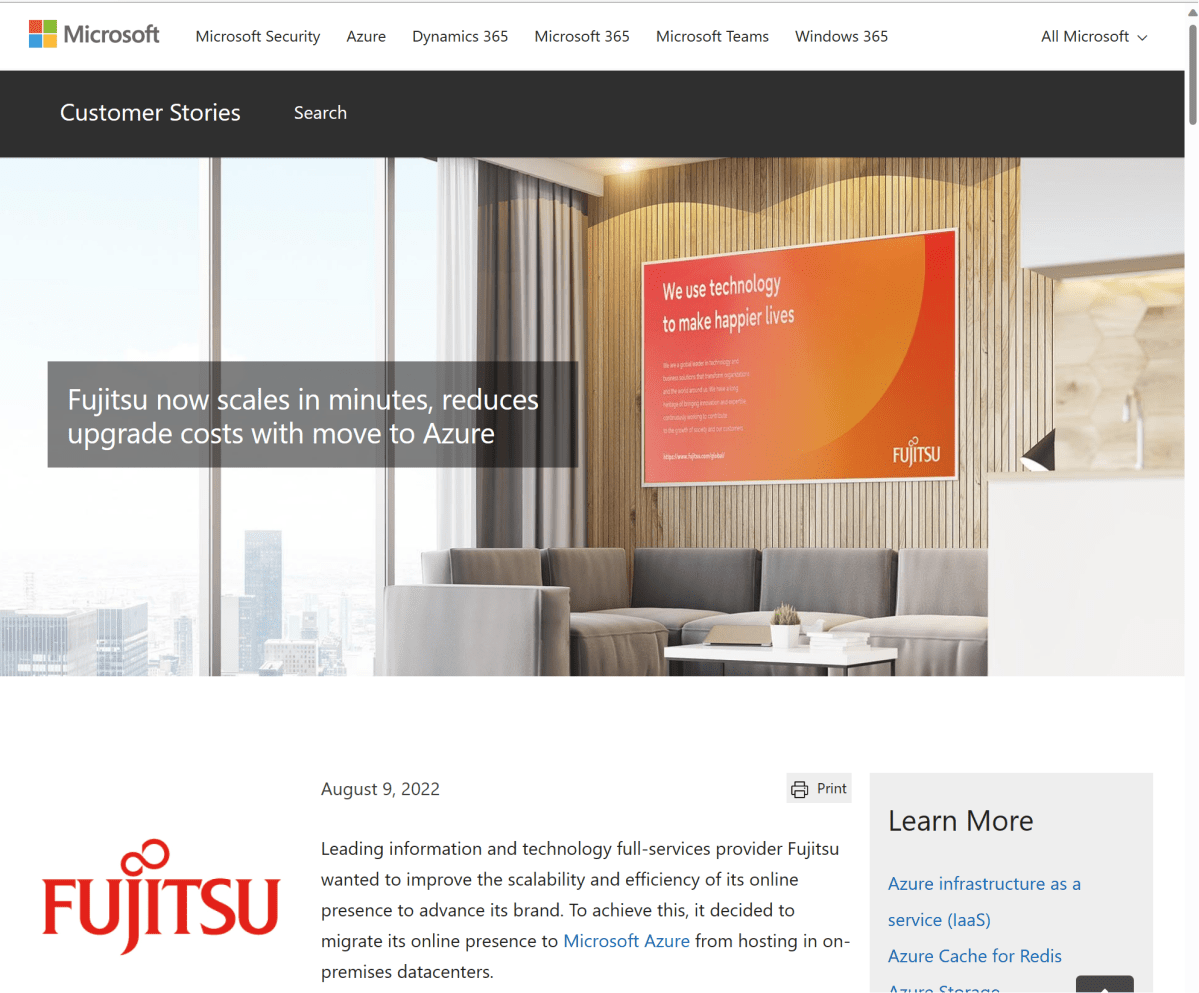 Fujitsu Moves to Azure to Drive Innovation – Rays Cloud Blog